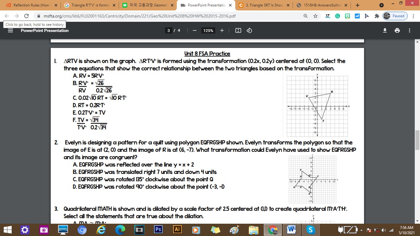 Reflection Rules (How- x G Triangle R'T'V' is formex | Chegg.com