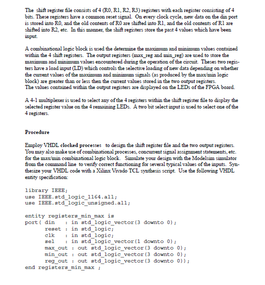 Introduction In this lab, a shift register file | Chegg.com