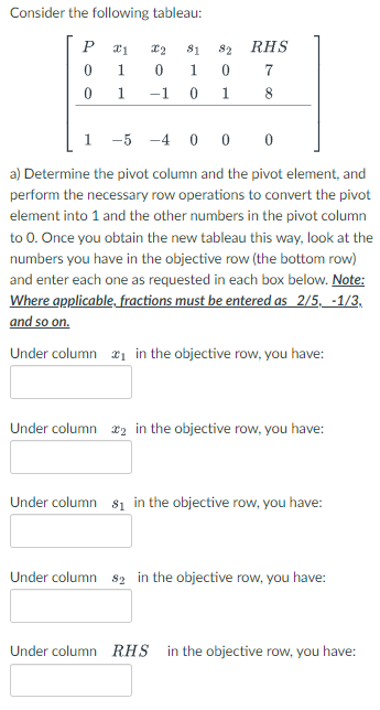 Solved Consider the following tableau: | Chegg.com