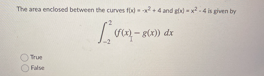 Solved The area enclosed between the curves f(x) = -x2 + 4 | Chegg.com