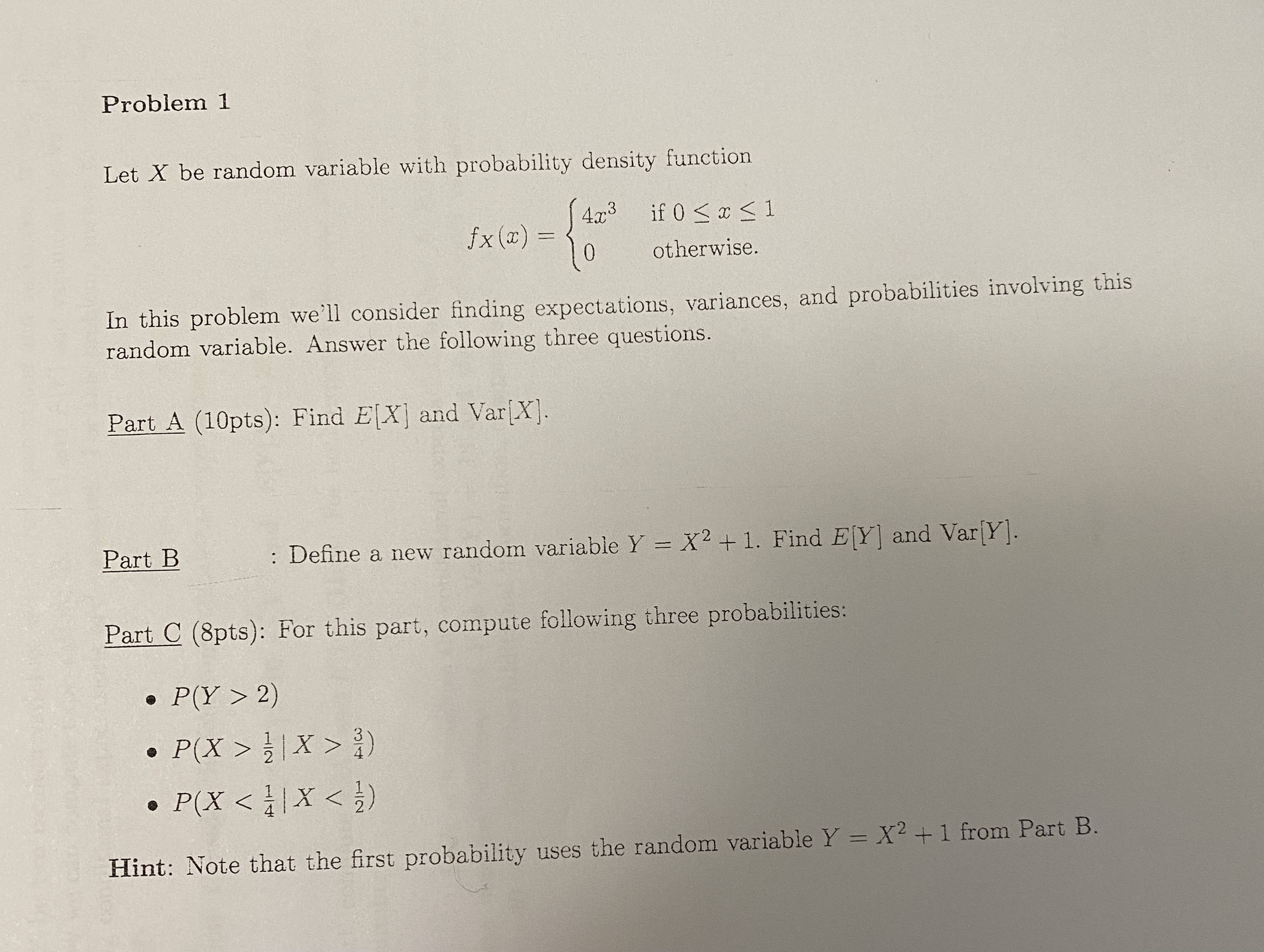 Solved Problem 1Let x ﻿be random variable with probability | Chegg.com