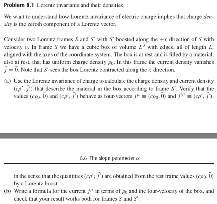 Solved Problem 8.1 Lorentz invariants and their densities. | Chegg.com