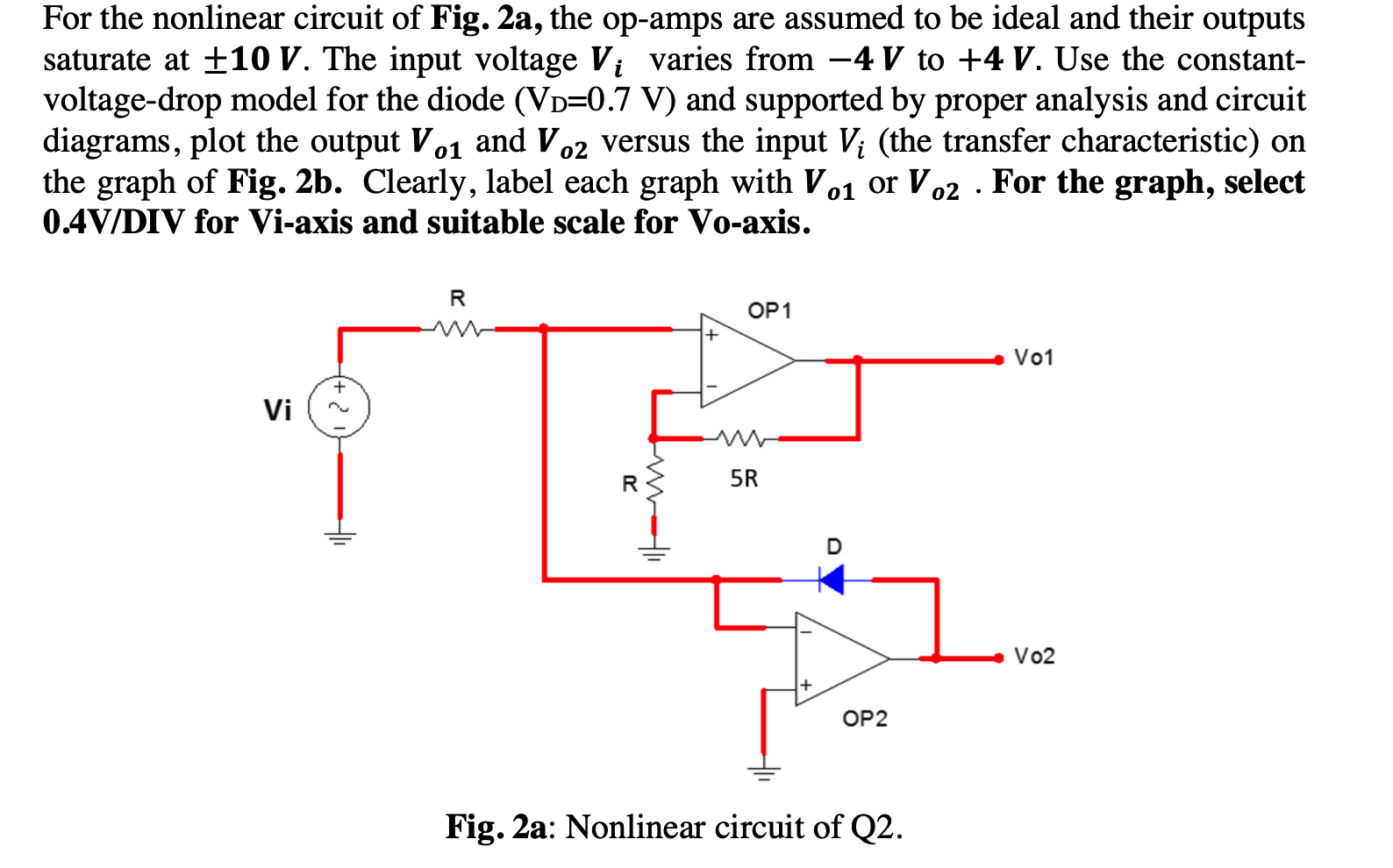 Solved For the nonlinear circuit of Fig. 2a, the op-amps are | Chegg.com