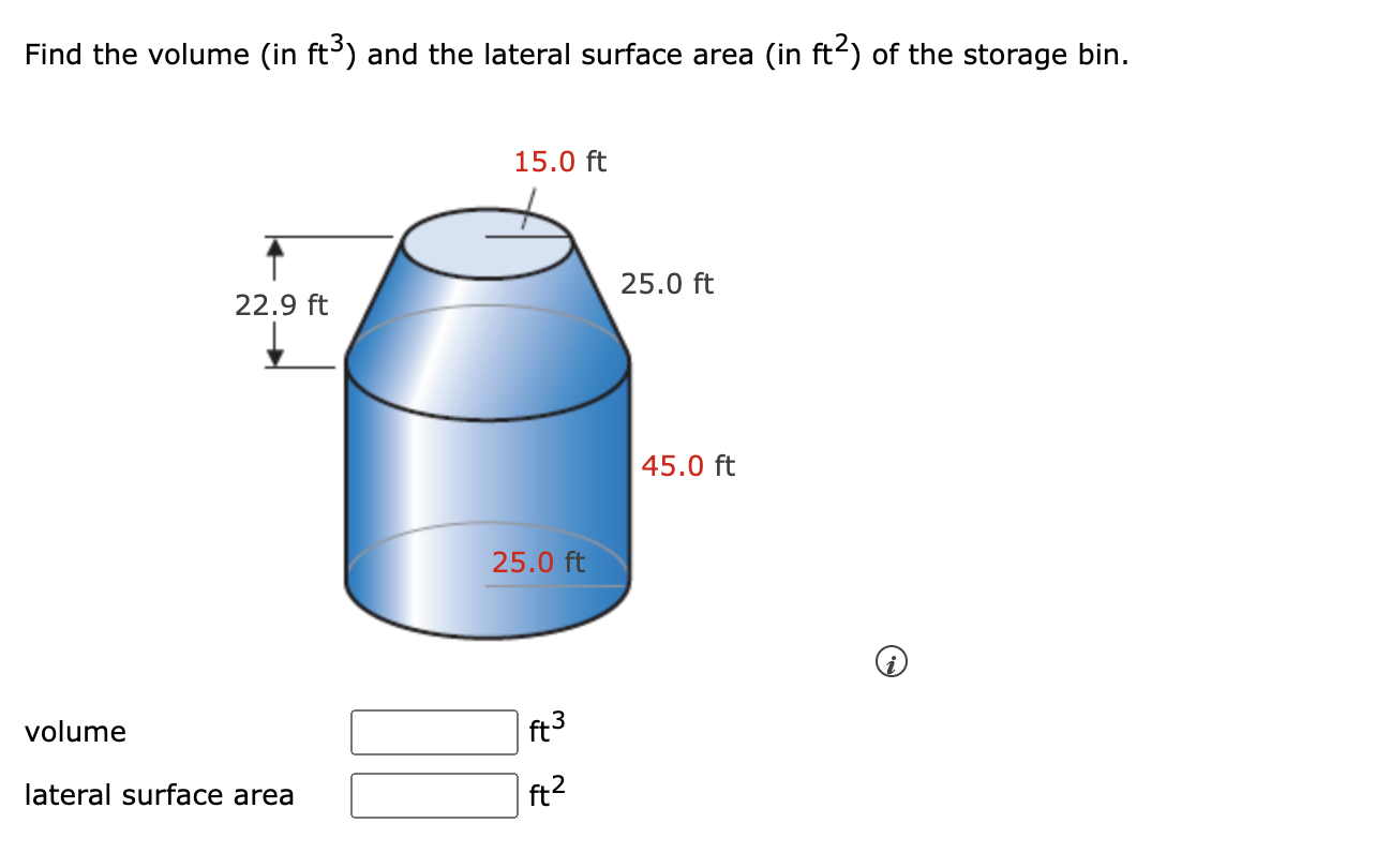 Solved Find the volume (in \\( \\mathrm{ft}^{3} \\) ) and | Chegg.com