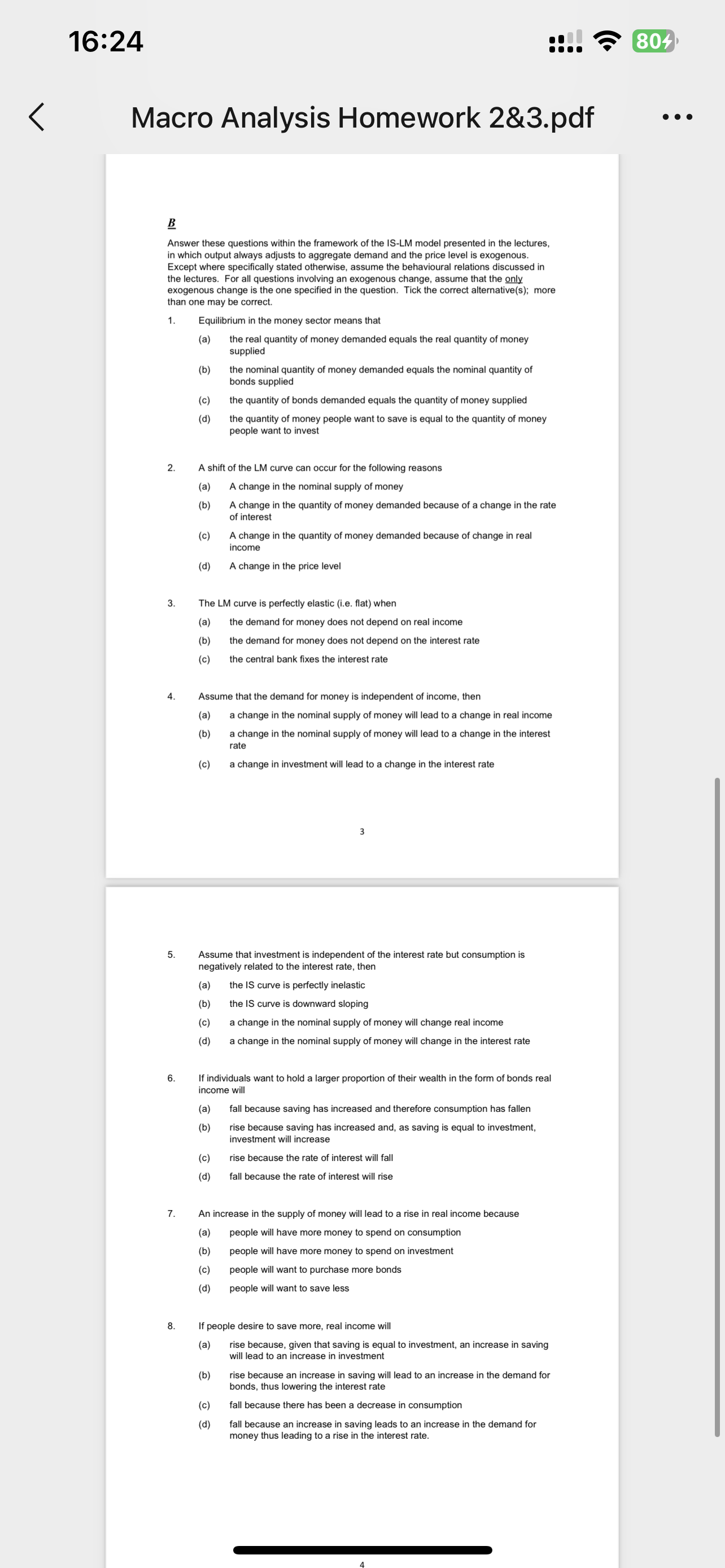 Solved Macro Analysis Homework 2\\&3.pdf 5. If investment | Chegg.com