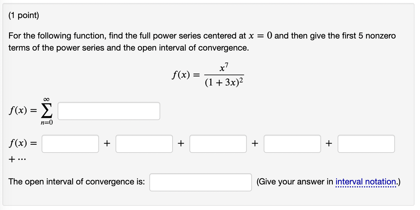 Solved For the following function, find the full power | Chegg.com