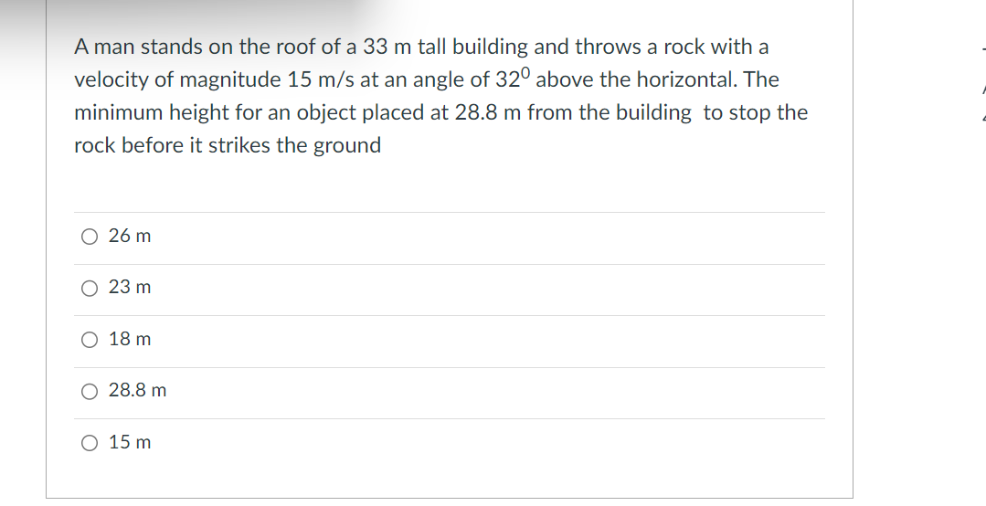 Solved A man stands on the roof of a 33 m tall building and | Chegg.com