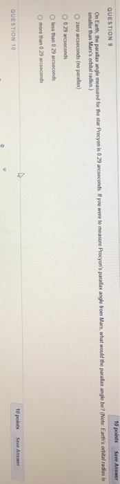 Solved QUESTION On Earth, the parallax angle measured for | Chegg.com