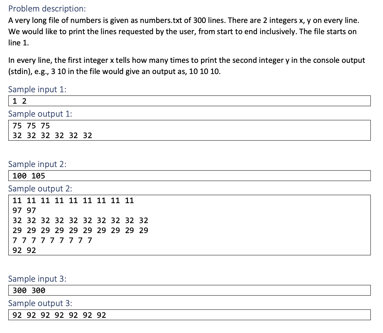 Solved Problem description: A very long file of numbers is | Chegg.com