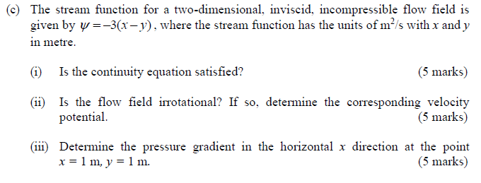 Solved () The stream function for a two-dimensional, | Chegg.com