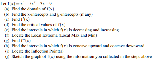 Solved Let f(x)=x3+5x2+3x−9 (a) Find the domain of f(x) (b) | Chegg.com