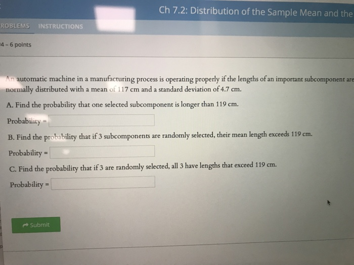 Solved Ch 7.2: Distribution of the Sample Mean and the | Chegg.com Solved Ch 7.2: Distribution of the Sample Mean and the | Chegg.com