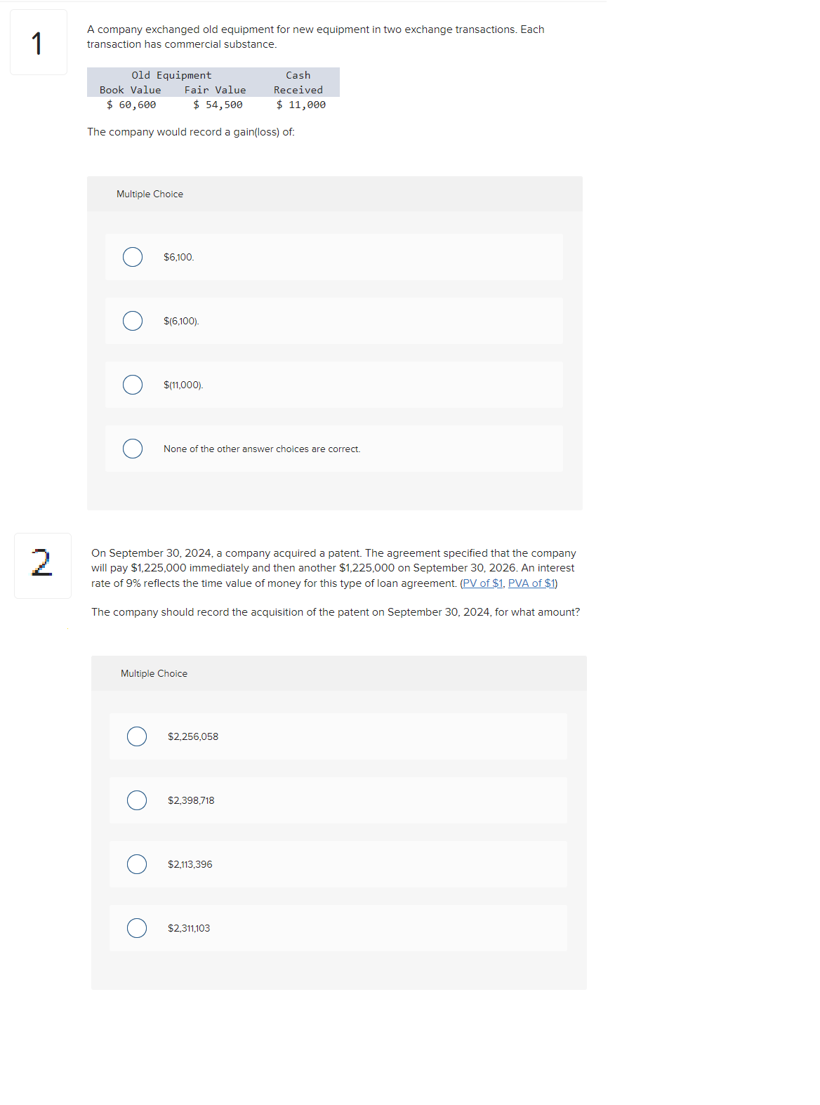 Solved 1 ﻿A company exchanged old equipment for new | Chegg.com