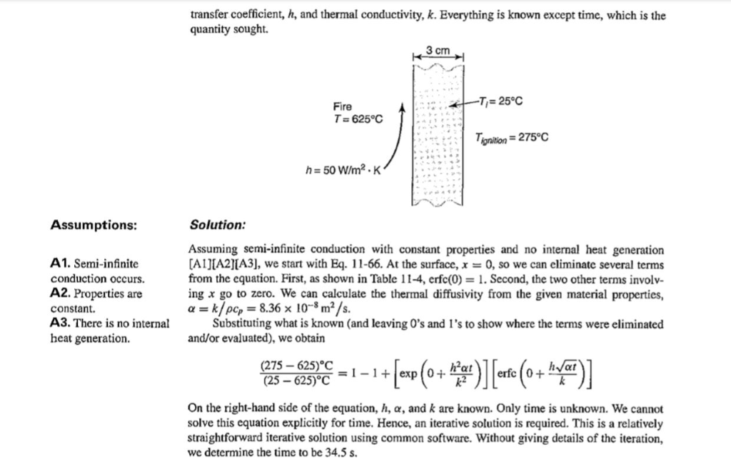 EXAMPLE 11-8 Semi-infinite Transient Conduction | Chegg.com