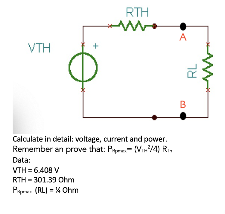 Solved RTH W A А. VTH + О. RL B Calculate in detail: | Chegg.com