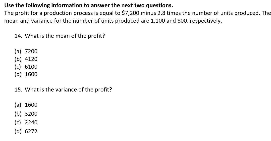 Solved Use the following information to answer the next two | Chegg.com