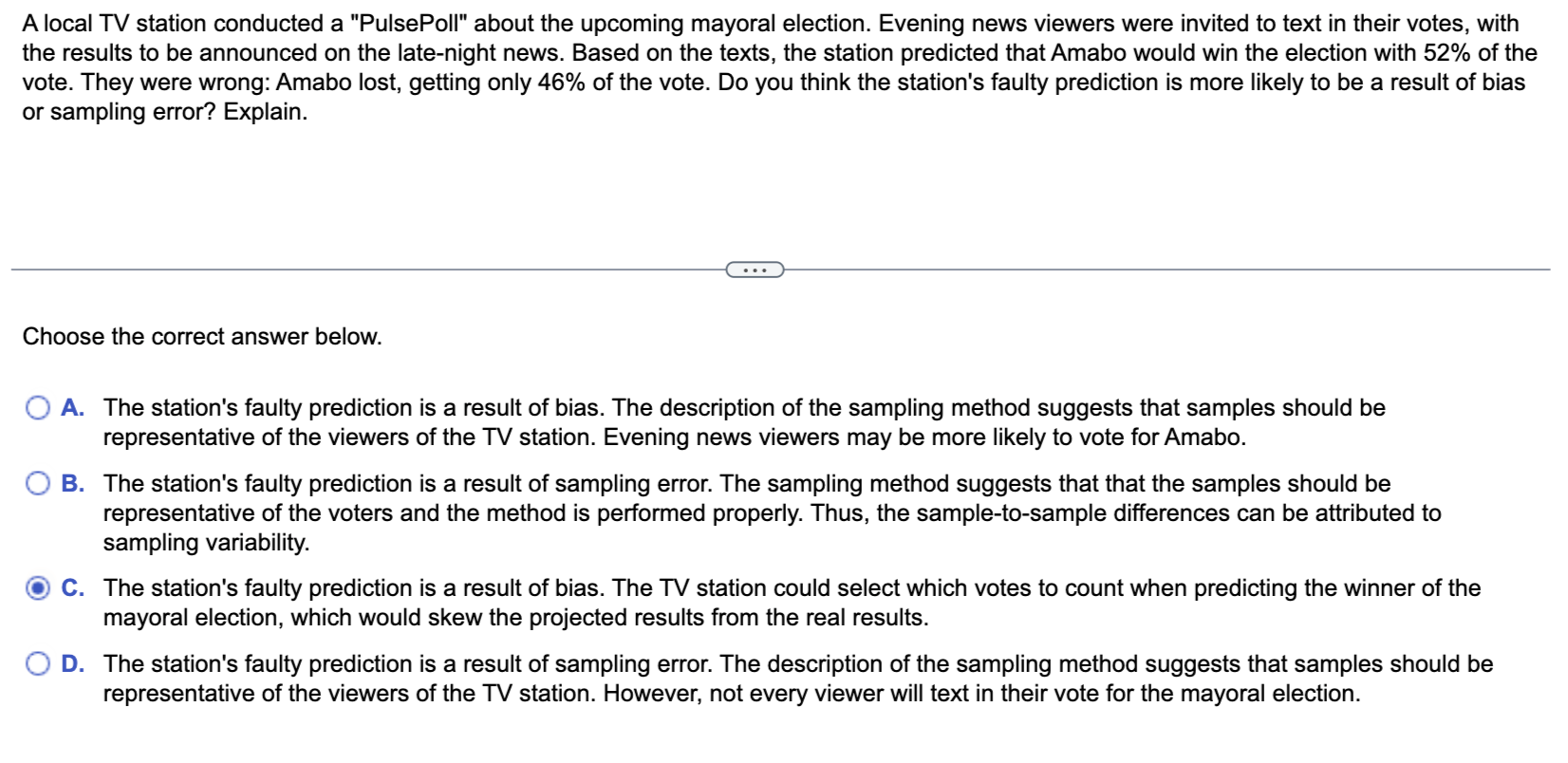 Solved A local TV station conducted a "PulsePoll" about the | Chegg.com
