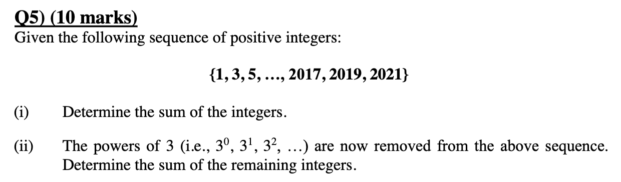 Solved 05) (10 marks) Given the following sequence of | Chegg.com