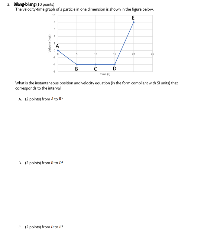 Solved 3. Bilang-bilang (10 points) The velocity-time graph | Chegg.com