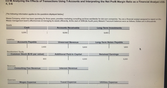 Solved E3-18 Analyzing the Effects of Transactions Using | Chegg.com