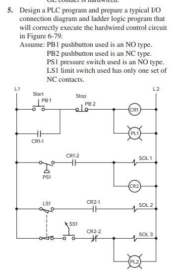 5. Design a PLC program and prepare a typical I/O | Chegg.com