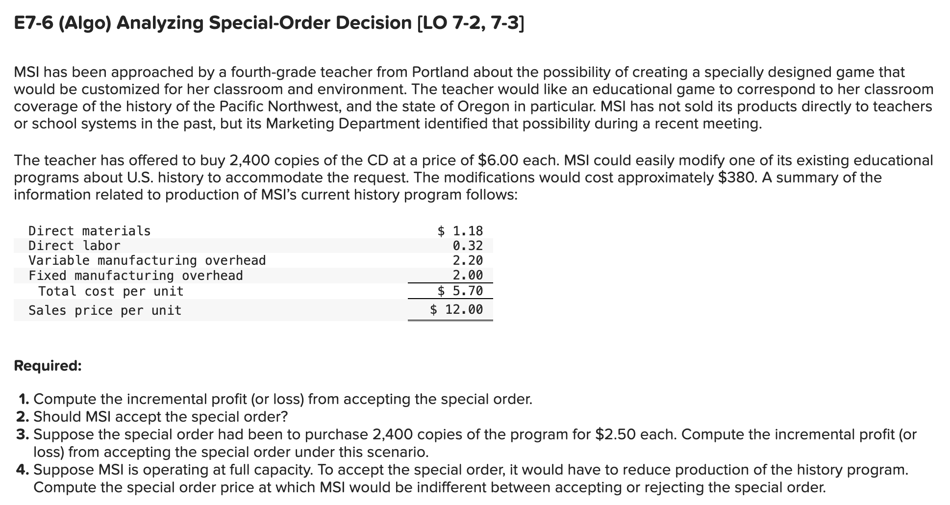 Solved Required information E7-6 through E7-9. [The | Chegg.com