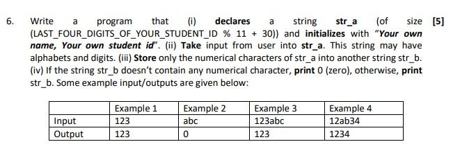 6. a Write program that (i) declares a string str_a | Chegg.com