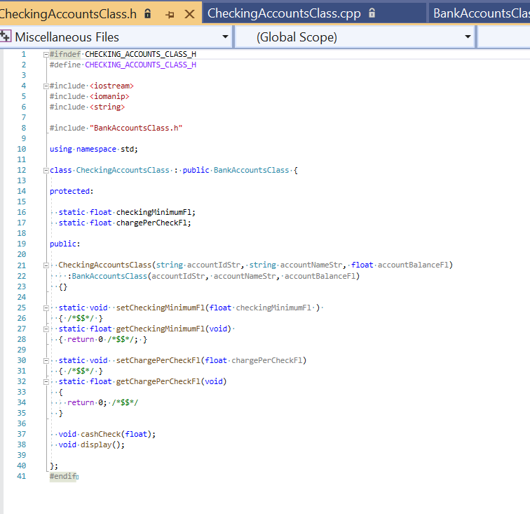 (Global Scope BankAccountsClass.cpp â + X | Chegg.com