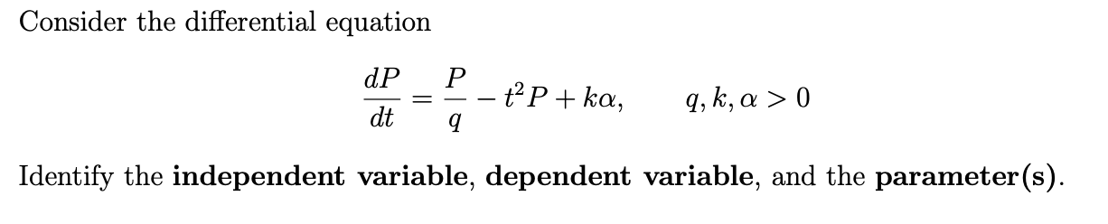 Solved Consider the differential equation dP dt q Identify | Chegg.com