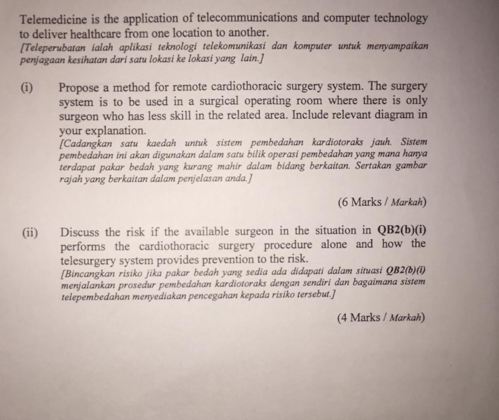 Solved Telemedicine is the application of telecommunications | Chegg.com