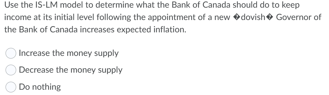 Solved Use the IS-LM model to determine what the Bank of | Chegg.com