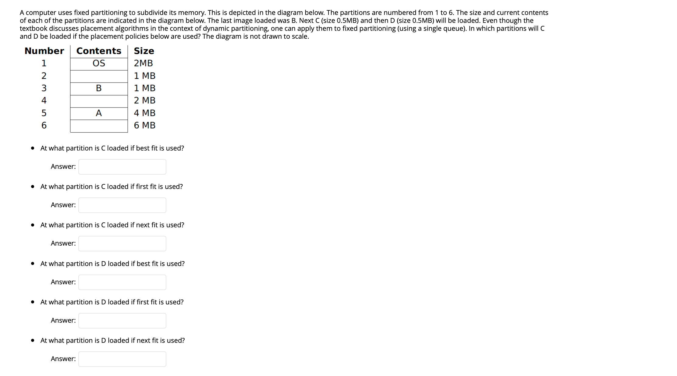 Solved A computer uses fixed partitioning to subdivide its | Chegg.com