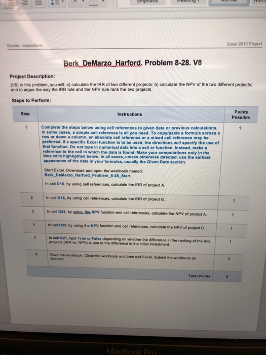 Solved Excel 2013 Project Grader- Instruction Berk | Chegg.com