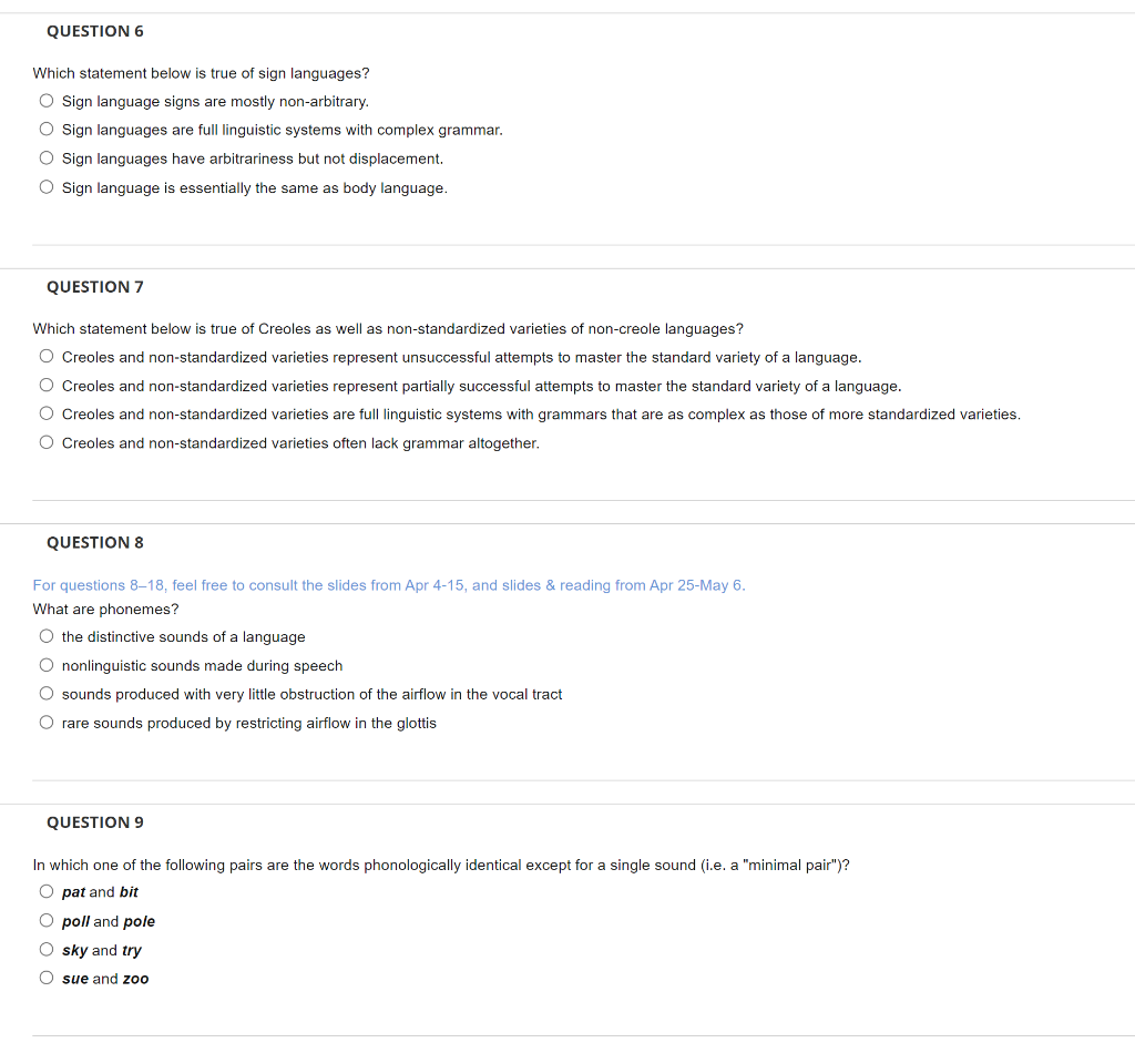 Solved QUESTION 6 Which statement below is true of sign | Chegg.com