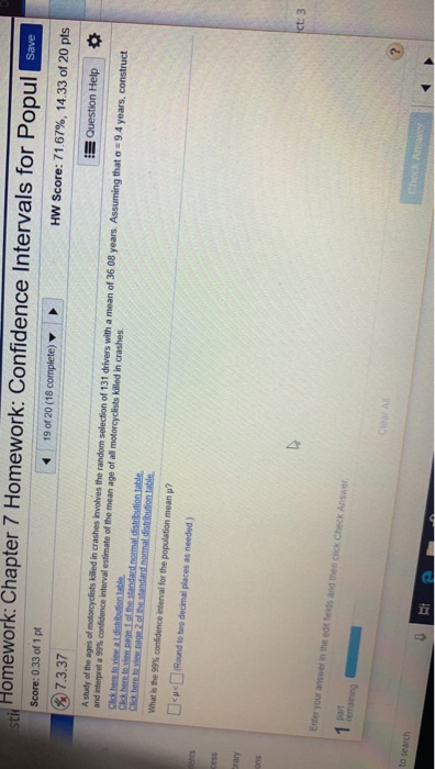 Solved Homework: Chapter 7 Homework: Confidence Intervals | Chegg.com