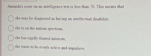 Solved Amanda's score on an intelligence test is less than | Chegg.com
