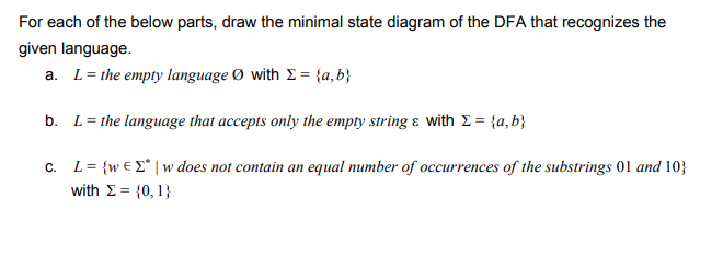 Solved For each of the below parts, draw the minimal state | Chegg.com