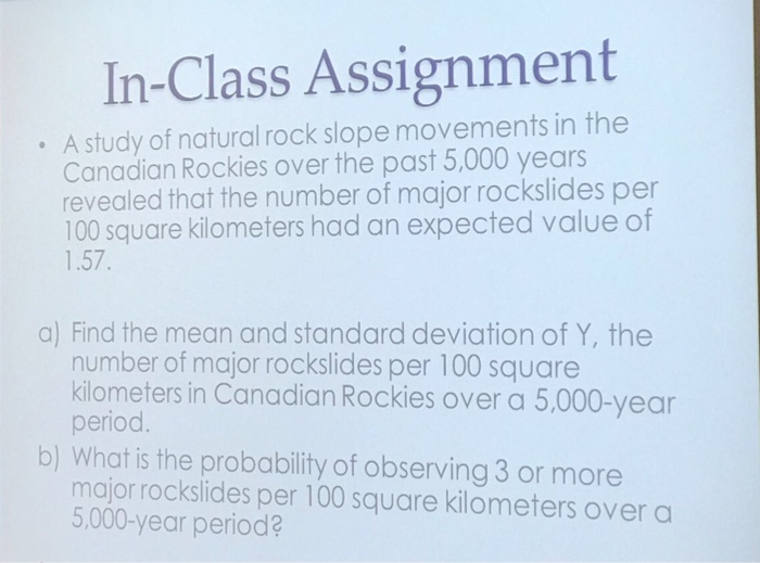 Solved In-Class Assignment A study of natural rock slope | Chegg.com