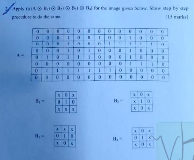Solved 2. Apply ((((A⊙B1)⊙B2)⊙B3)⊙B4) for the image given | Chegg.com