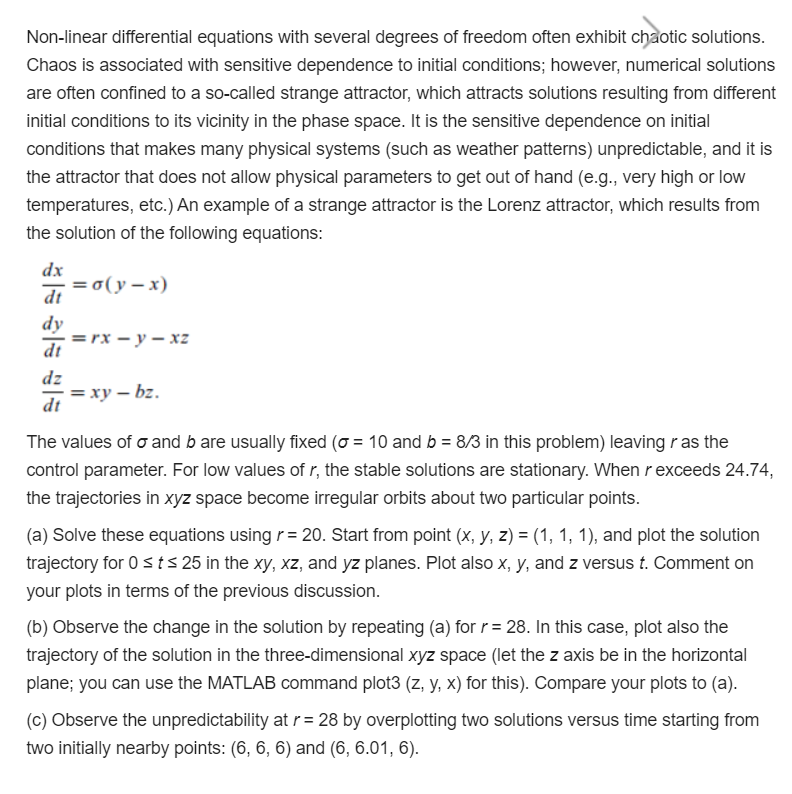 Non-linear differential equations with several | Chegg.com