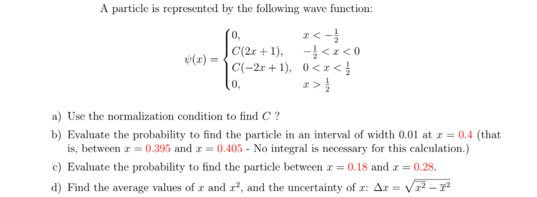 Solved A particle is represented by the following wave | Chegg.com