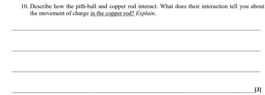 Solved 10. Describe how the pith-ball and copper rod | Chegg.com