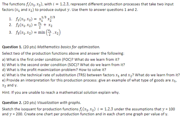 Solved The functions fi(x1,x2), ﻿with i=1,2,3, ﻿represent | Chegg.com
