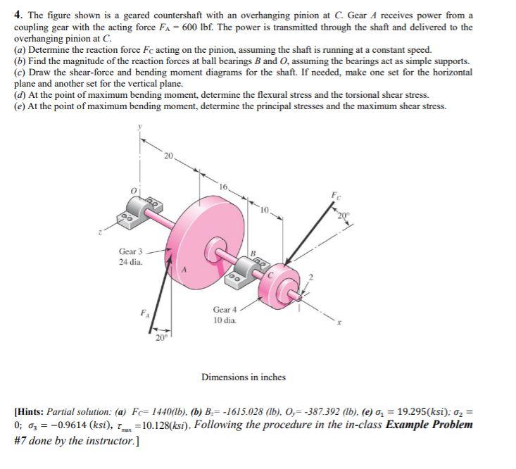 Solved 4. The figure shown is a geared countershaft with an | Chegg.com