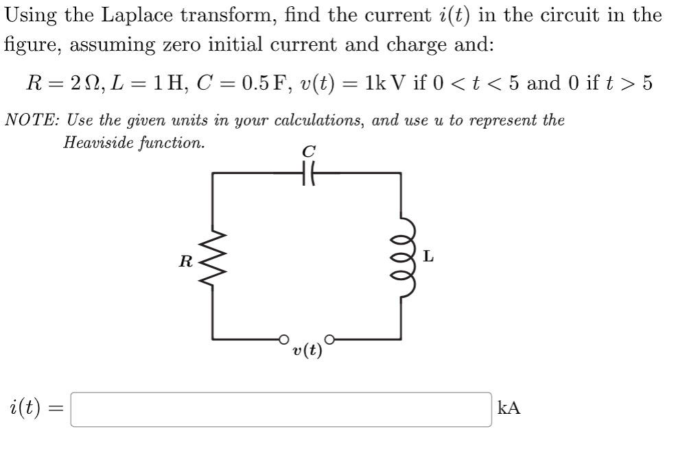 Solved Using the Laplace transform, find the current i(t) in | Chegg.com
