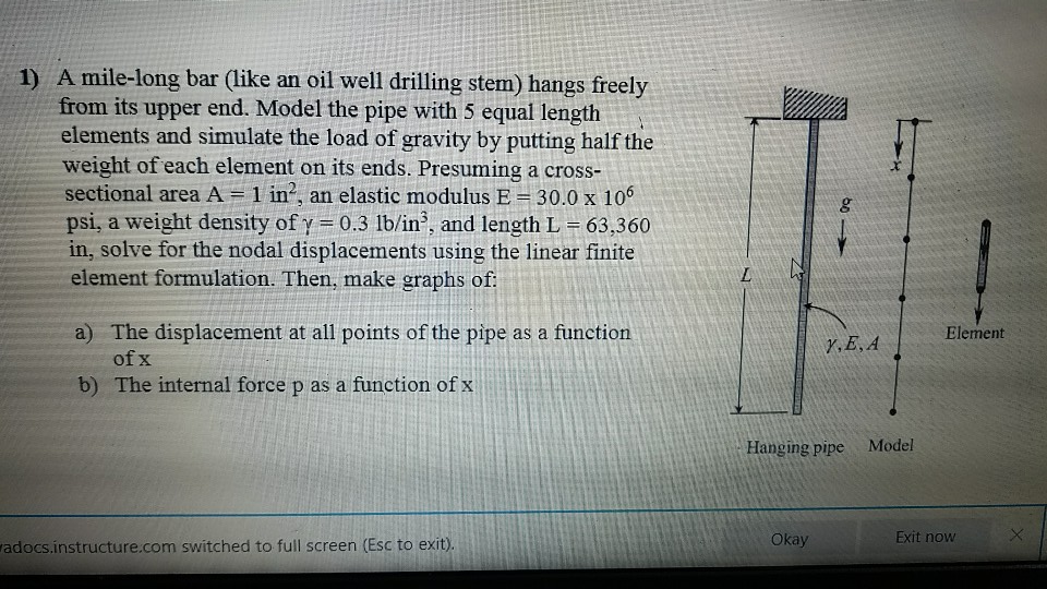 Solved 1) A mile-long bar (like an oil well drilling stem) | Chegg.com