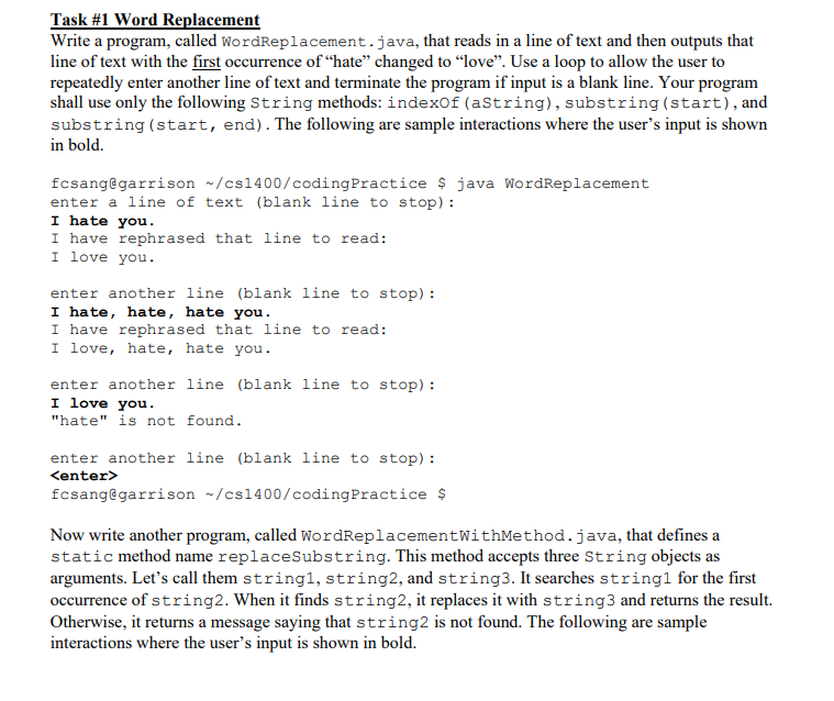 Solved Task #1 Word Replacement Write a program, called | Chegg.com