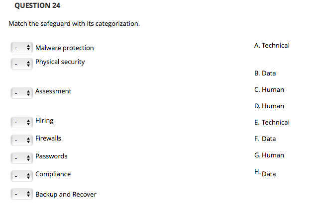 Solved QUESTION 24 Match the safeguard with its | Chegg.com