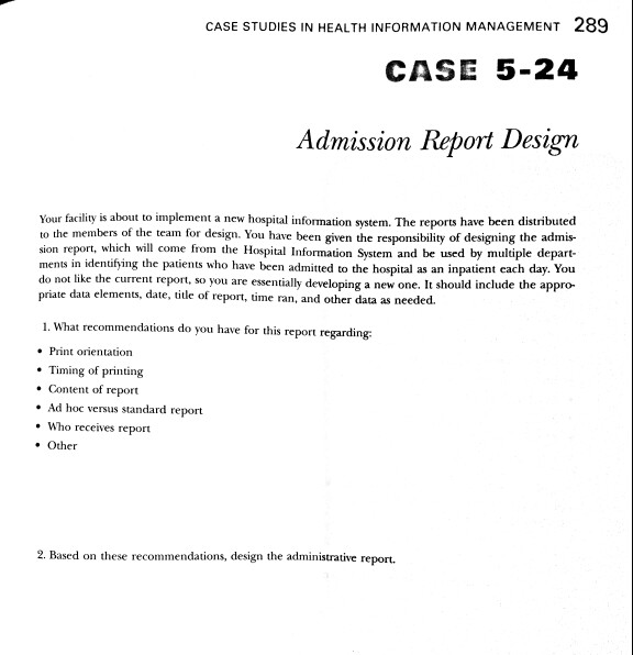 Solved CASE STUDIES IN HEALTH INFORMATION MANAGEMENT 289 | Chegg.com