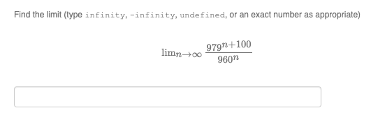 Solved Find the limit (type infinity, -infinity, undefined, | Chegg.com